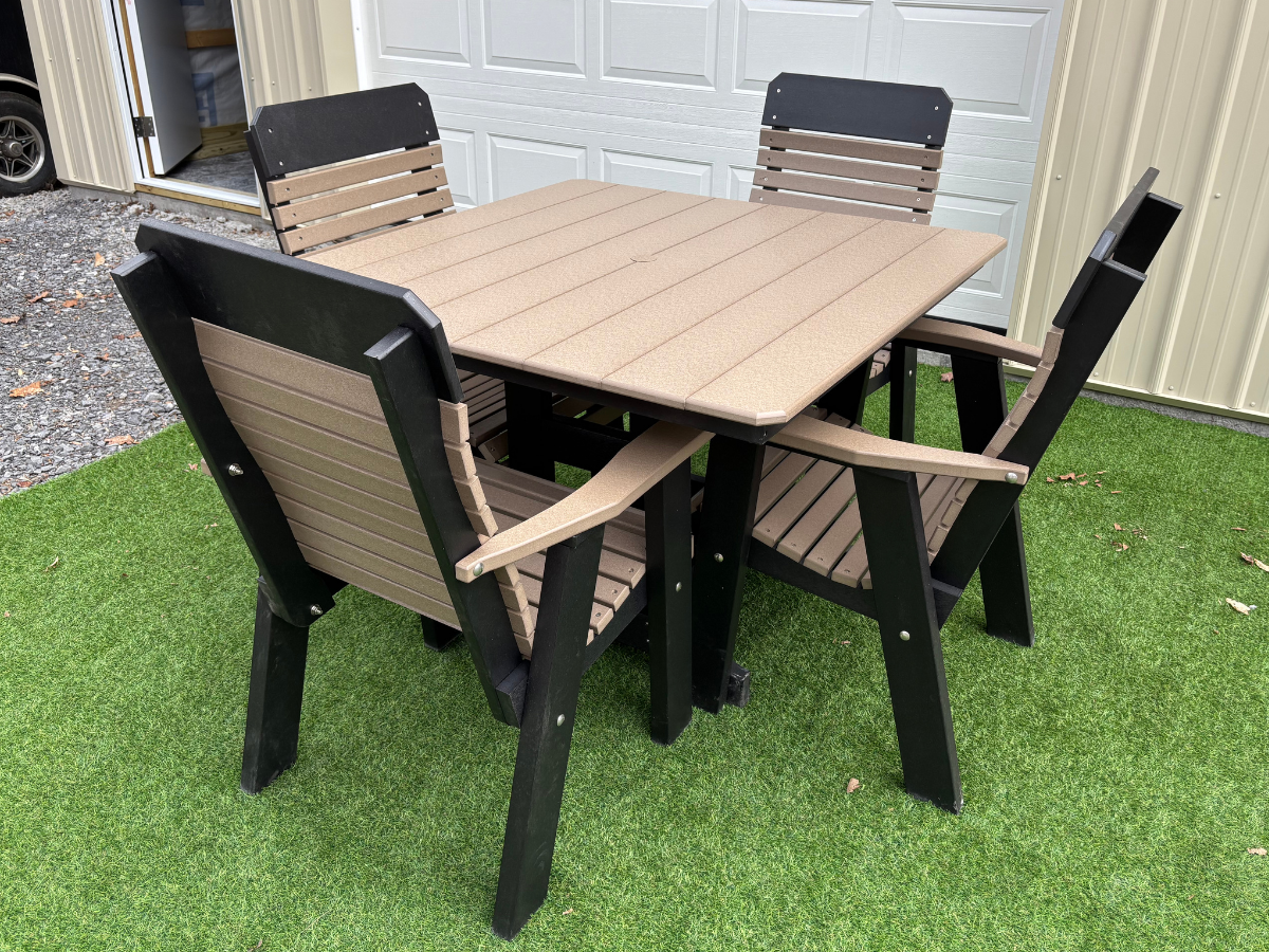 Amish Comfort Back 44" Square Dining Set - In-Stock - WW/BL — Our ...