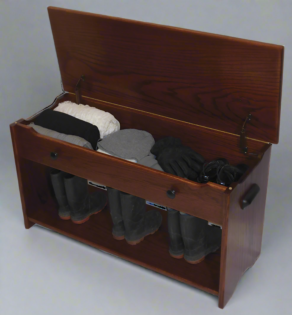 Amish Entryway Storage Bench - Storage Lid + Boot/Shoe Storage Shelf ...