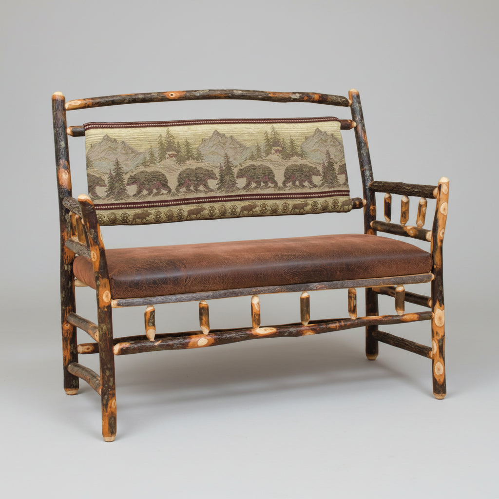 Amish Hickory Log Deacon Bench — Our Family Craft Shop