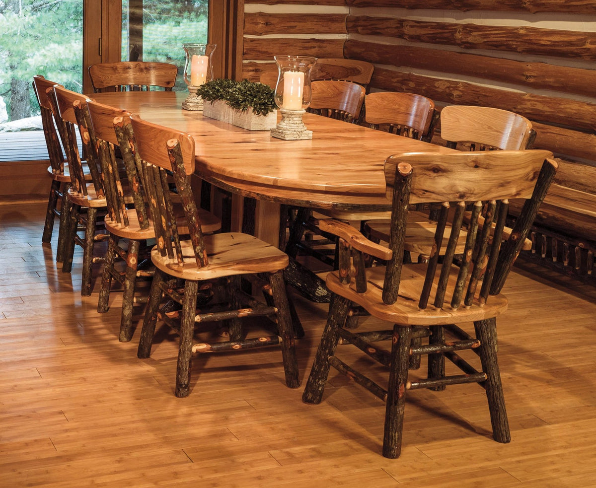 Hickory Log Double Pedestal Dining Set with Panel Back Chairs — Our ...