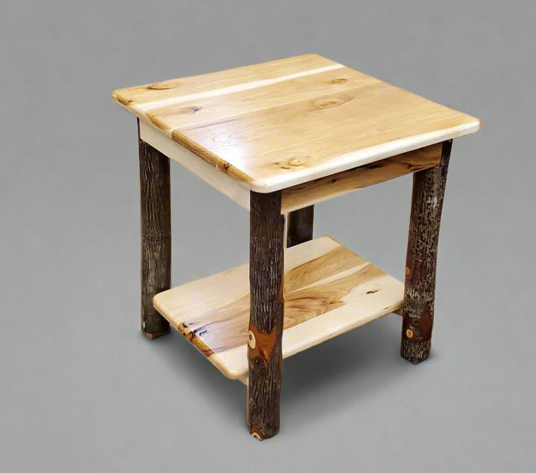 Amish Hickory Log End Table — Our Family Craft Shop