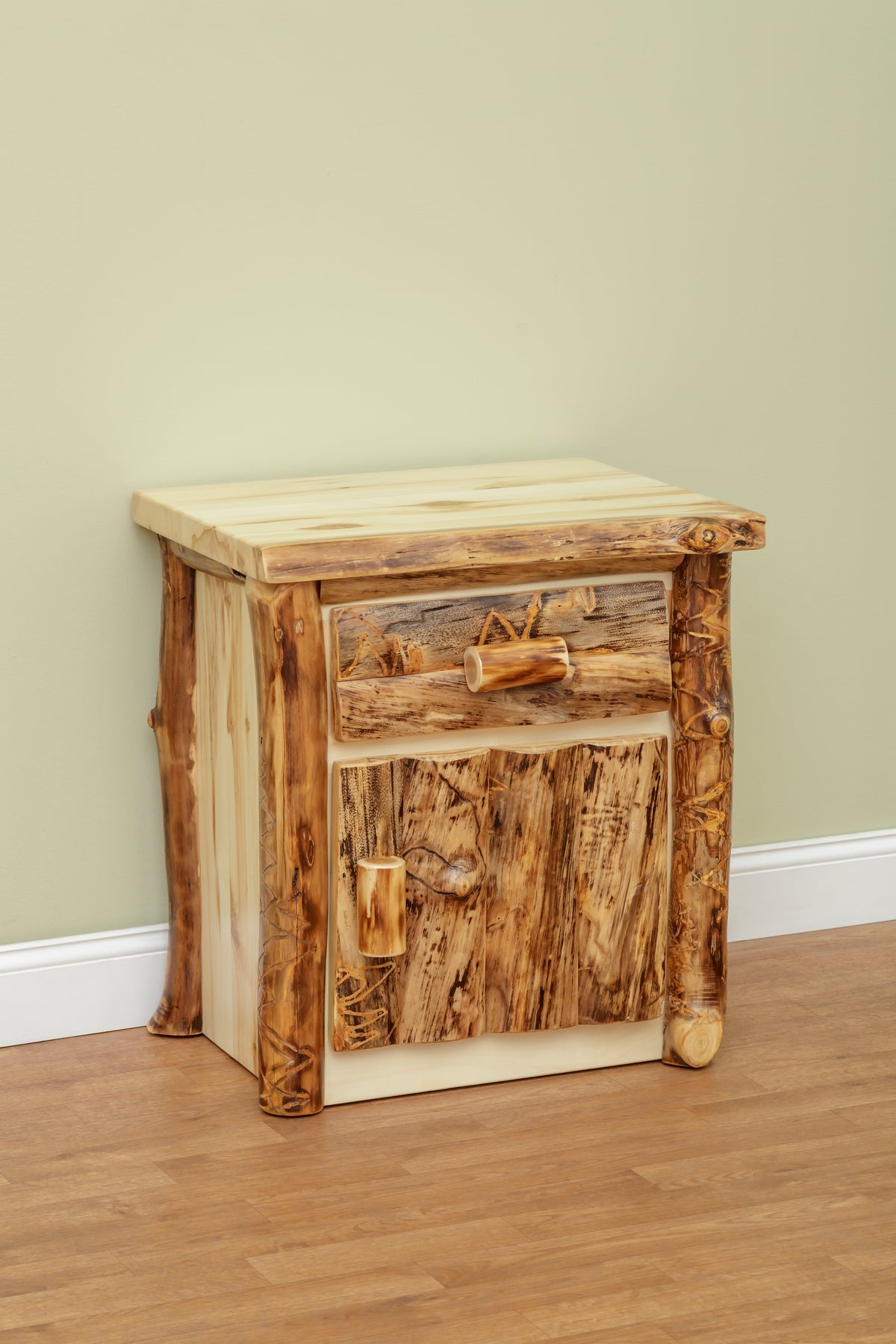 Amish Smoky Mountain Log 1-Drawer Nightstand — Our Family Craft Shop