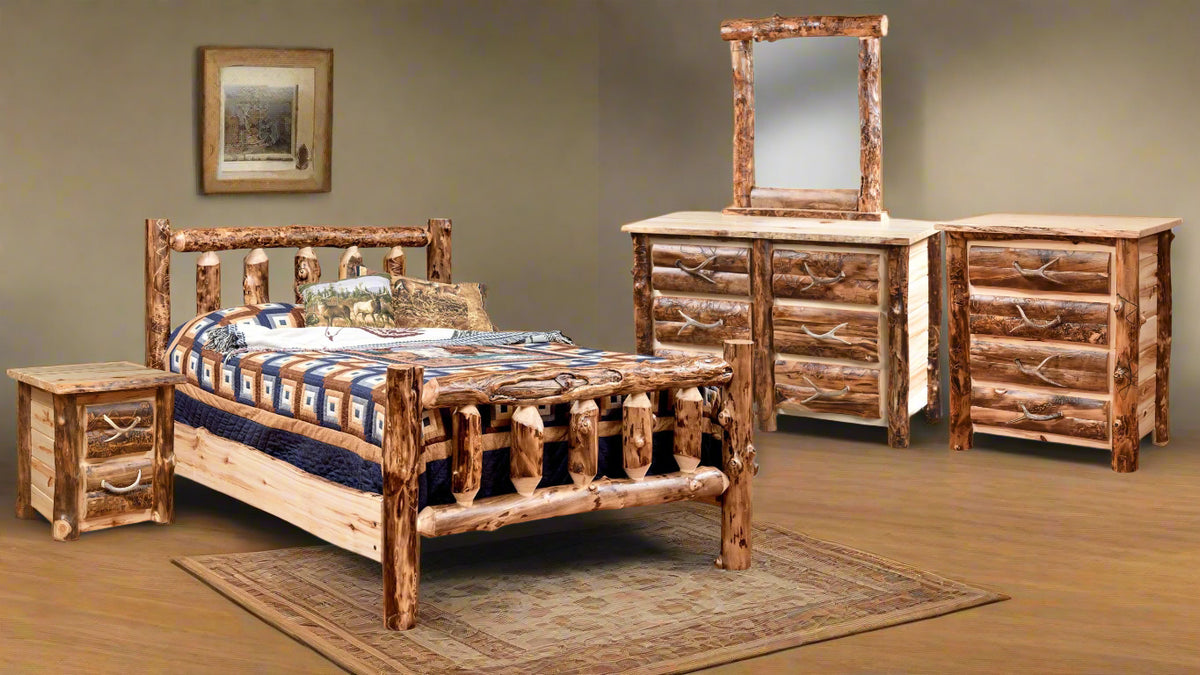 Custom Amish Rocky Mountain Aspen Log 5-Pc. Bedroom Set — Our Family ...