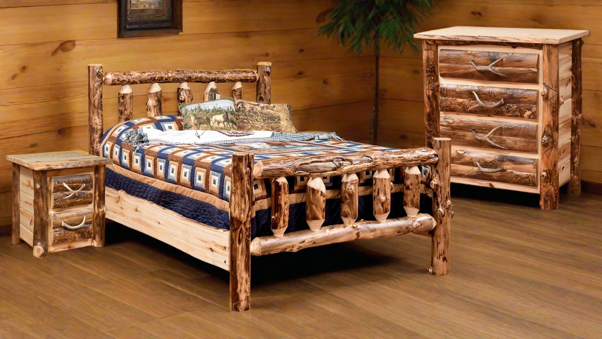 Quick Ship Amish Rocky Mountain Aspen Log 3-Pc. Bedroom Set — Our ...