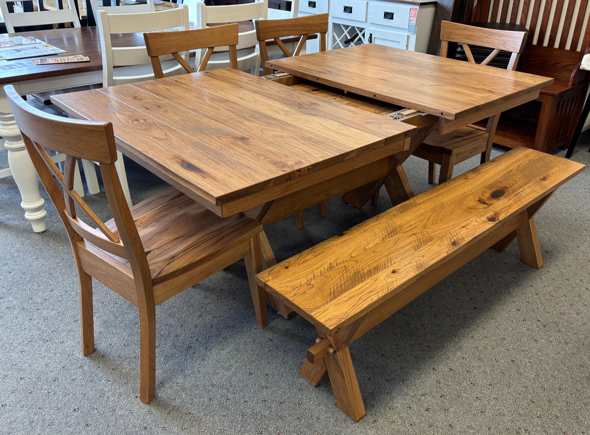 Amish Stanton X-Base Extension Table Dining Set - In-Stock — Our Family ...