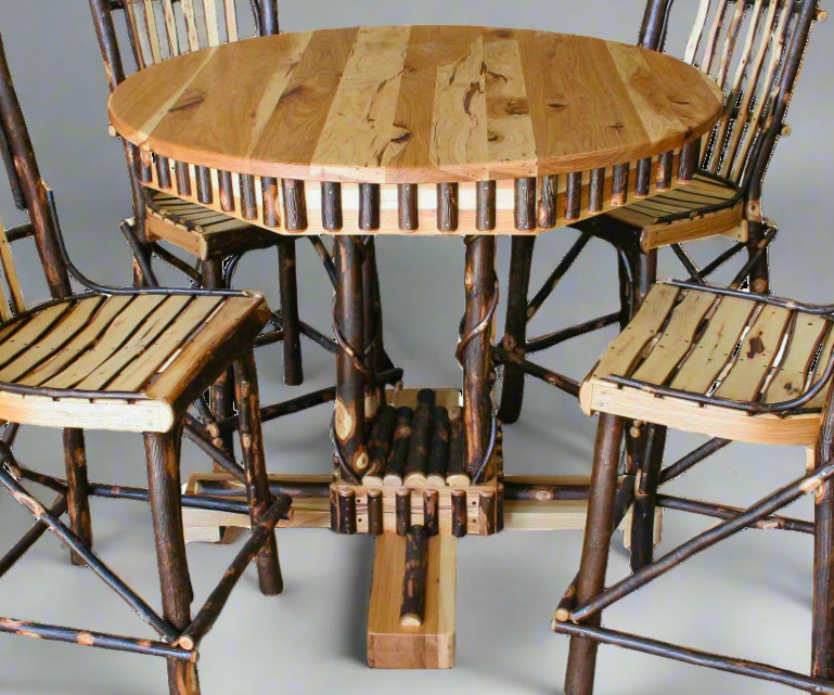 Amish Yoder's Split Hickory Pedestal Table — Our Family Craft Shop