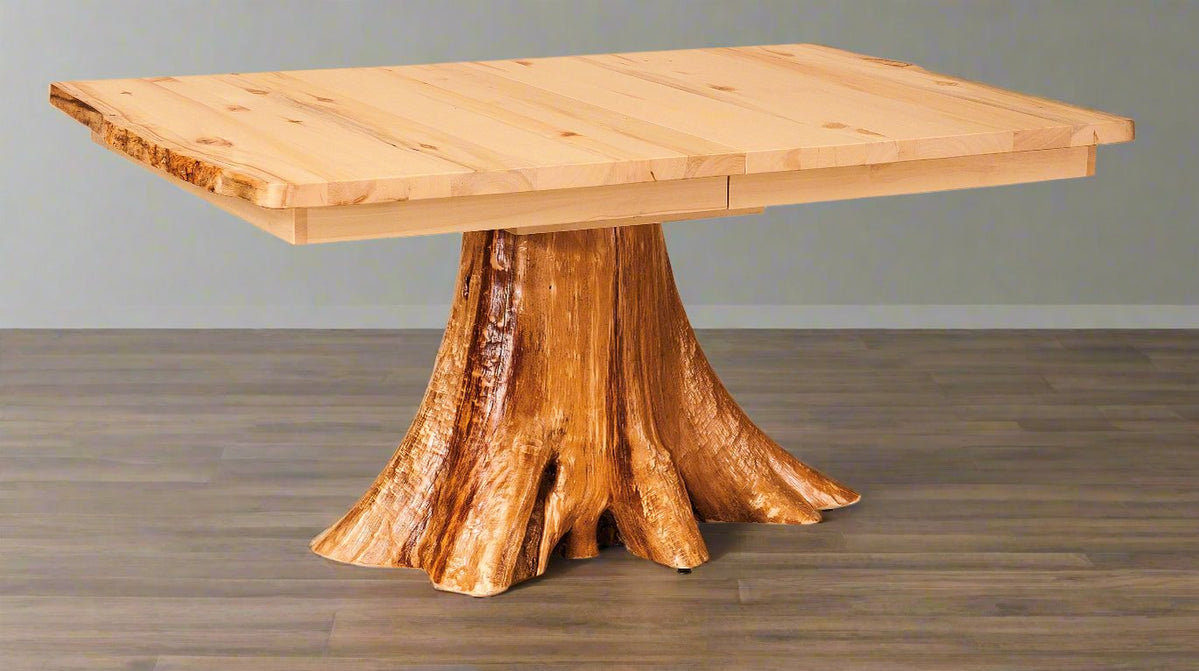 Amish Stump Base Leaf Table — Our Family Craft Shop