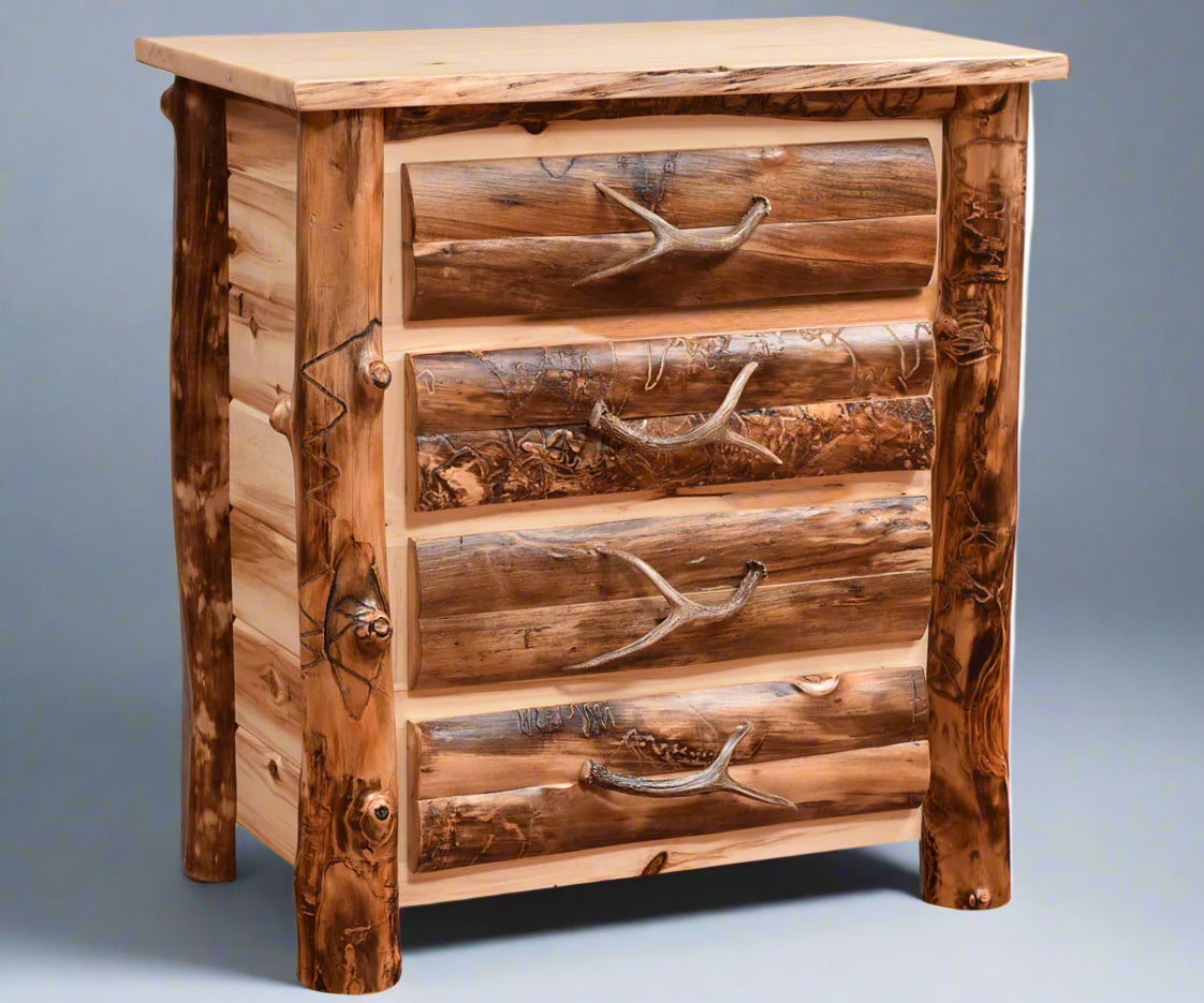Amish Rocky Mountain Aspen Log 4 Drawer Chest of Drawers — Our Family ...