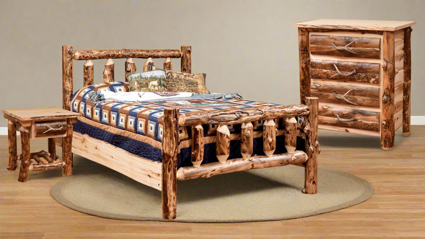 Quick Ship Amish Rocky Mountain Aspen Log 3-Pc. Bedroom Set — Our ...