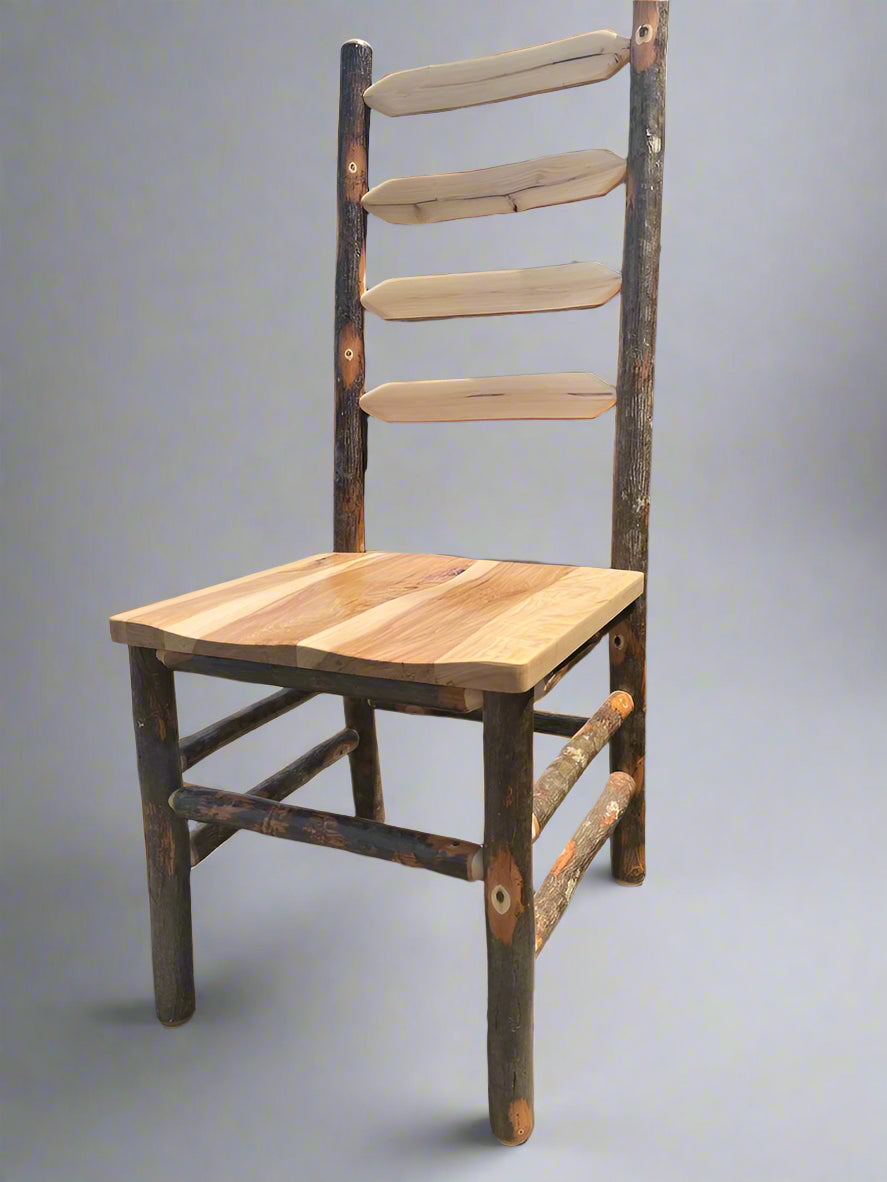 Amish Hickory Log Ladder Back Dining Chair — Our Family Craft Shop